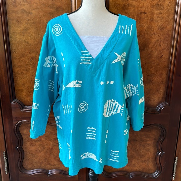 M. Mac | Tops | Vintage M Mac Fish Print Top | Poshmark
